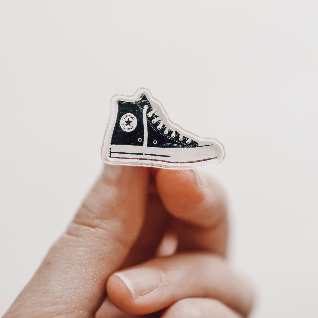 Hightop Shoe Acrylic Pin | Shoe Gift Idea, Black Hightops, Shoes, Cute ...