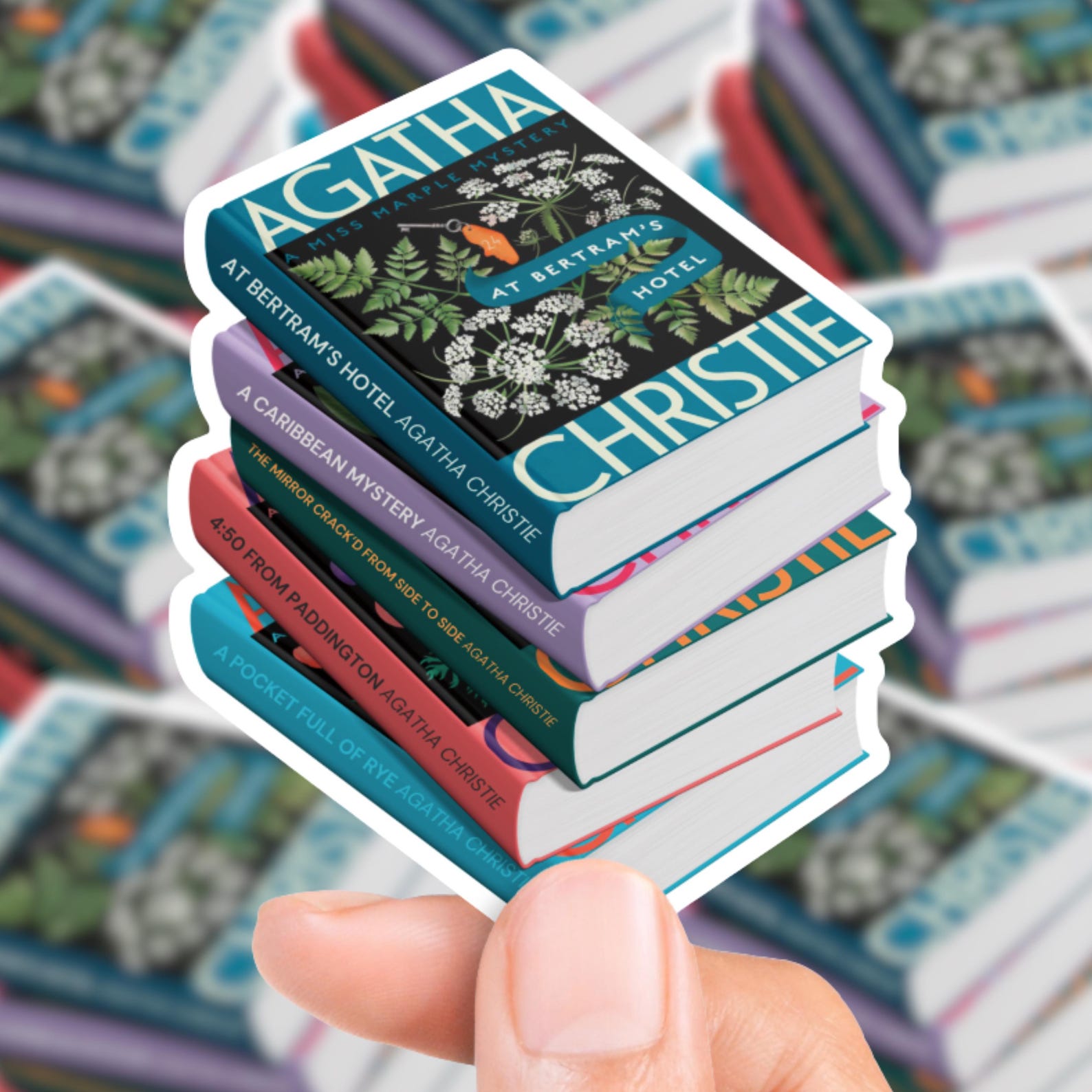 Agatha Christie Book Stack Sticker | Gift Laptop Decal Waterproof ...