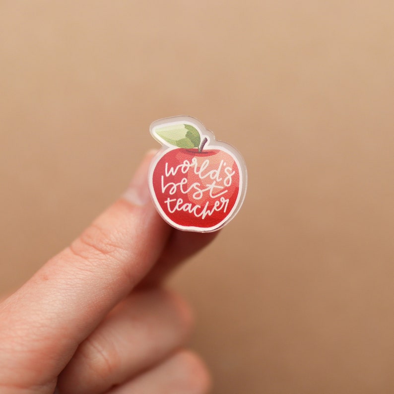 World's Best Teacher Acrylic Pin | Cute Teacher Gift, Pin, Decorative ...