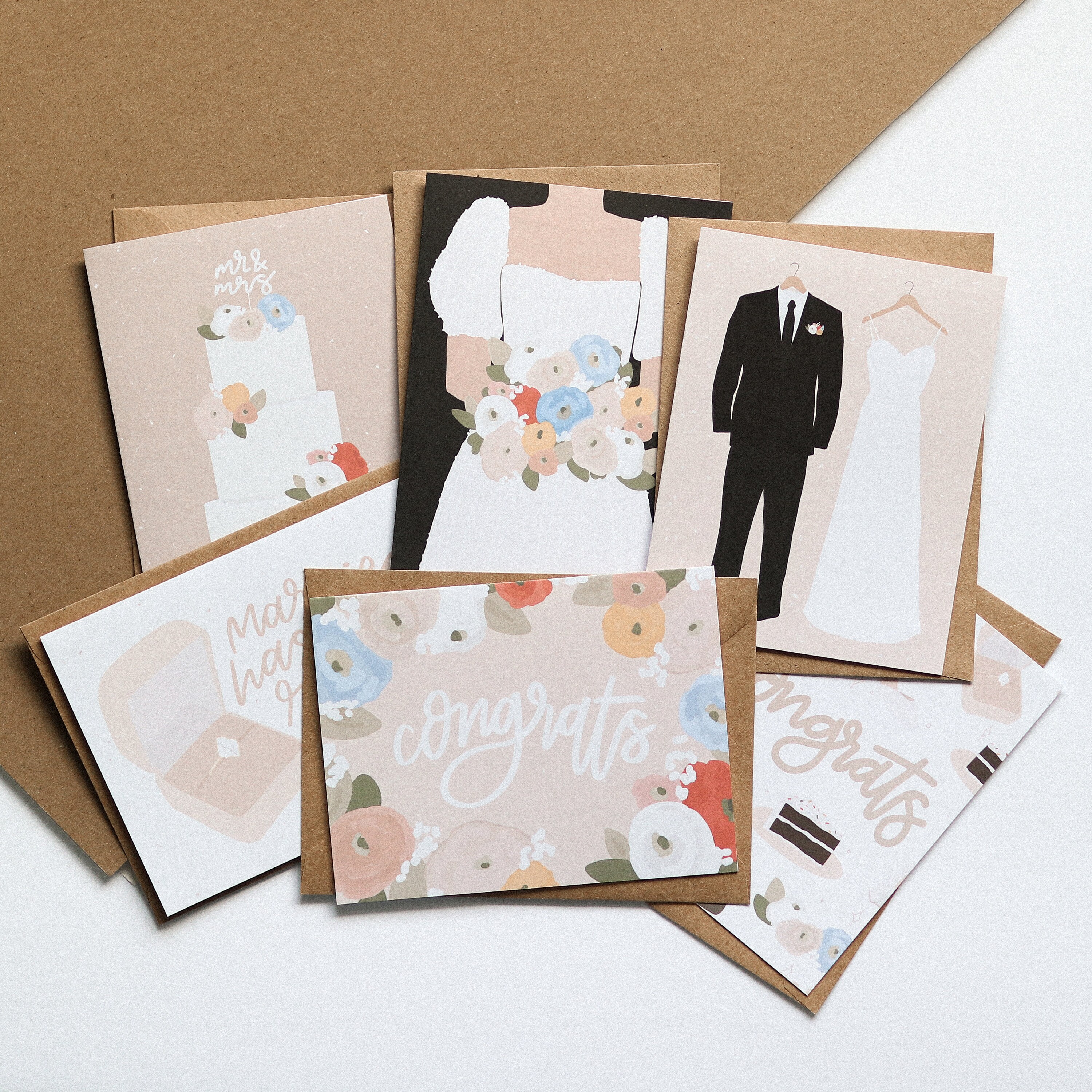 Wedding / Engagement Card Bundle | Wedding Cards Set | Note, Congrats ...