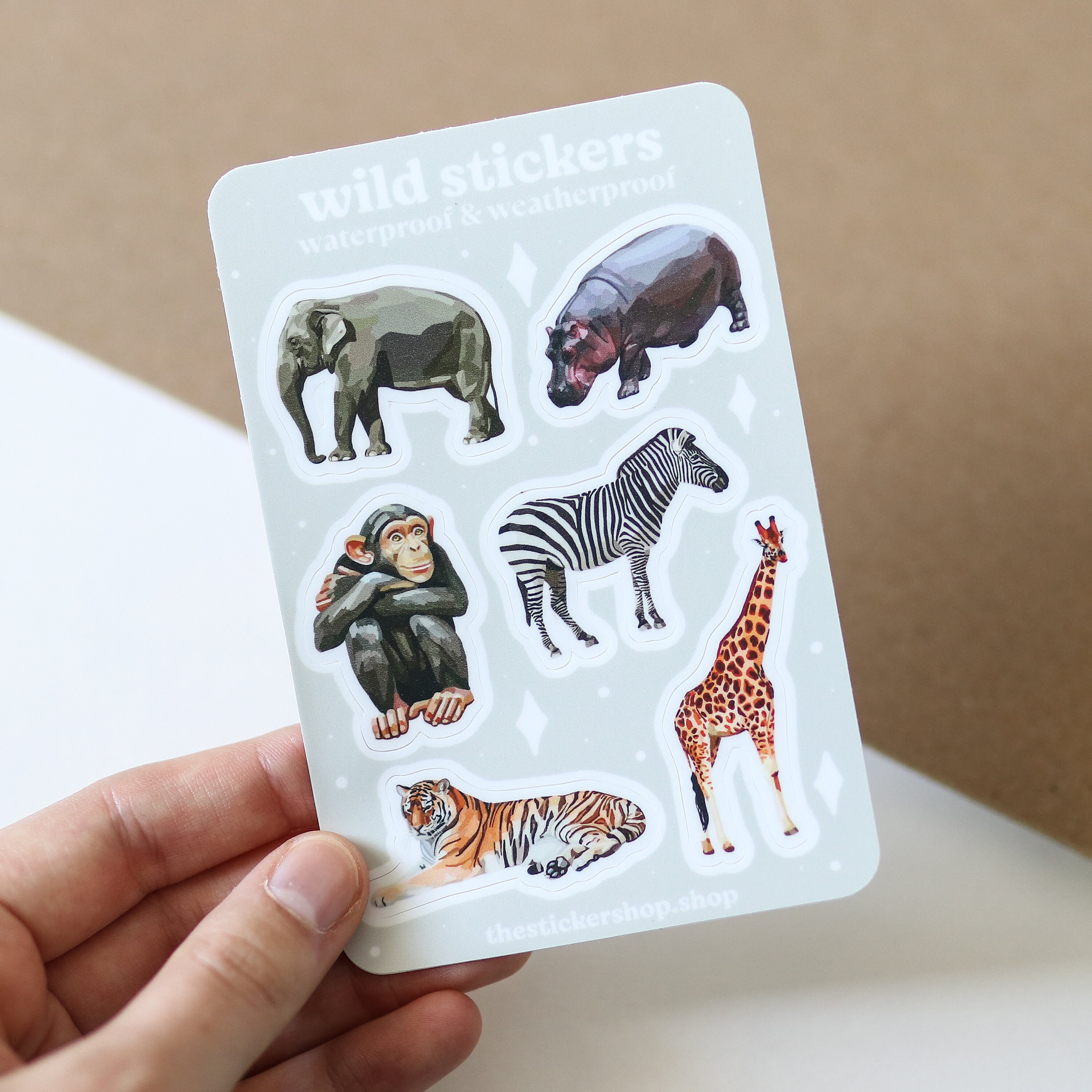 Mini Wild Animal Stickers | Waterproof, Gift Idea, Sticker Sheet ...