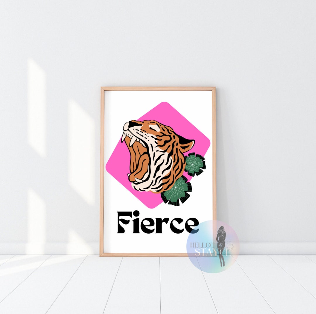Tiger Digital Download, Fierce Printable Art Poster, Tiger Sublimation ...
