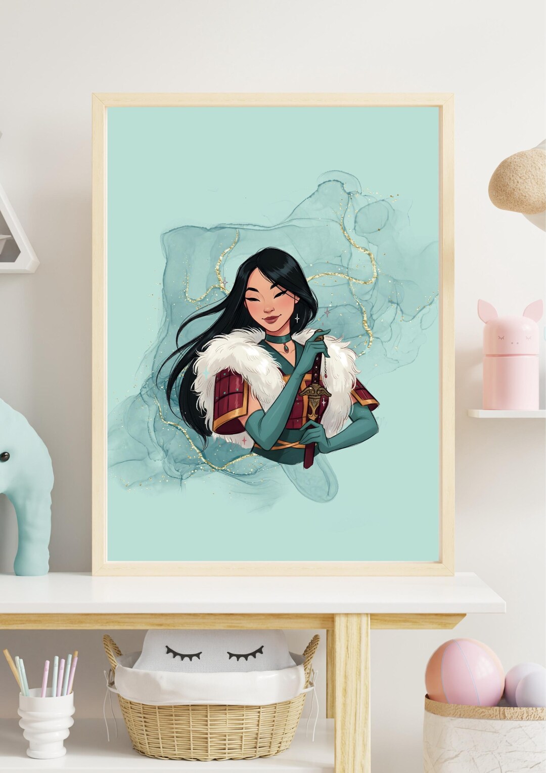 Mulan Painting Disney Princess Printable Wall Art | Kids Nursery ...