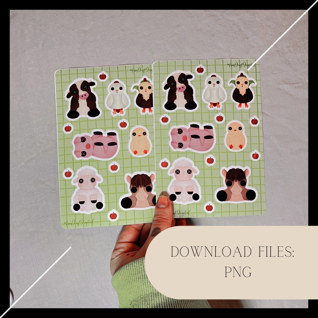 Farm Animal Sticker Sheet Print File, for Kids All Ages, PNG Download ...