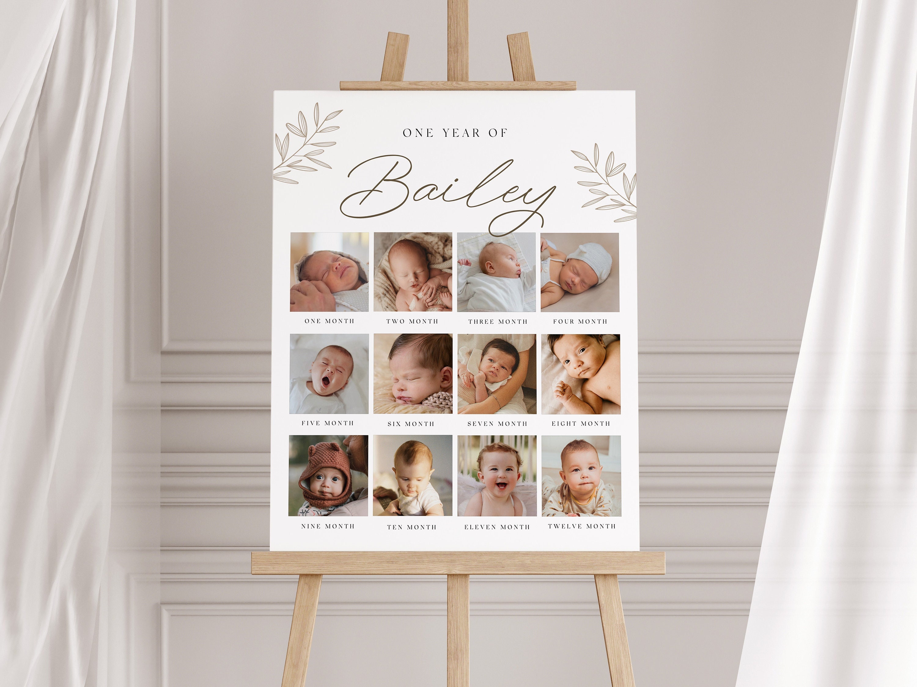 First Milestone Birthday Sign, Printable Baby's First Year Poster ...
