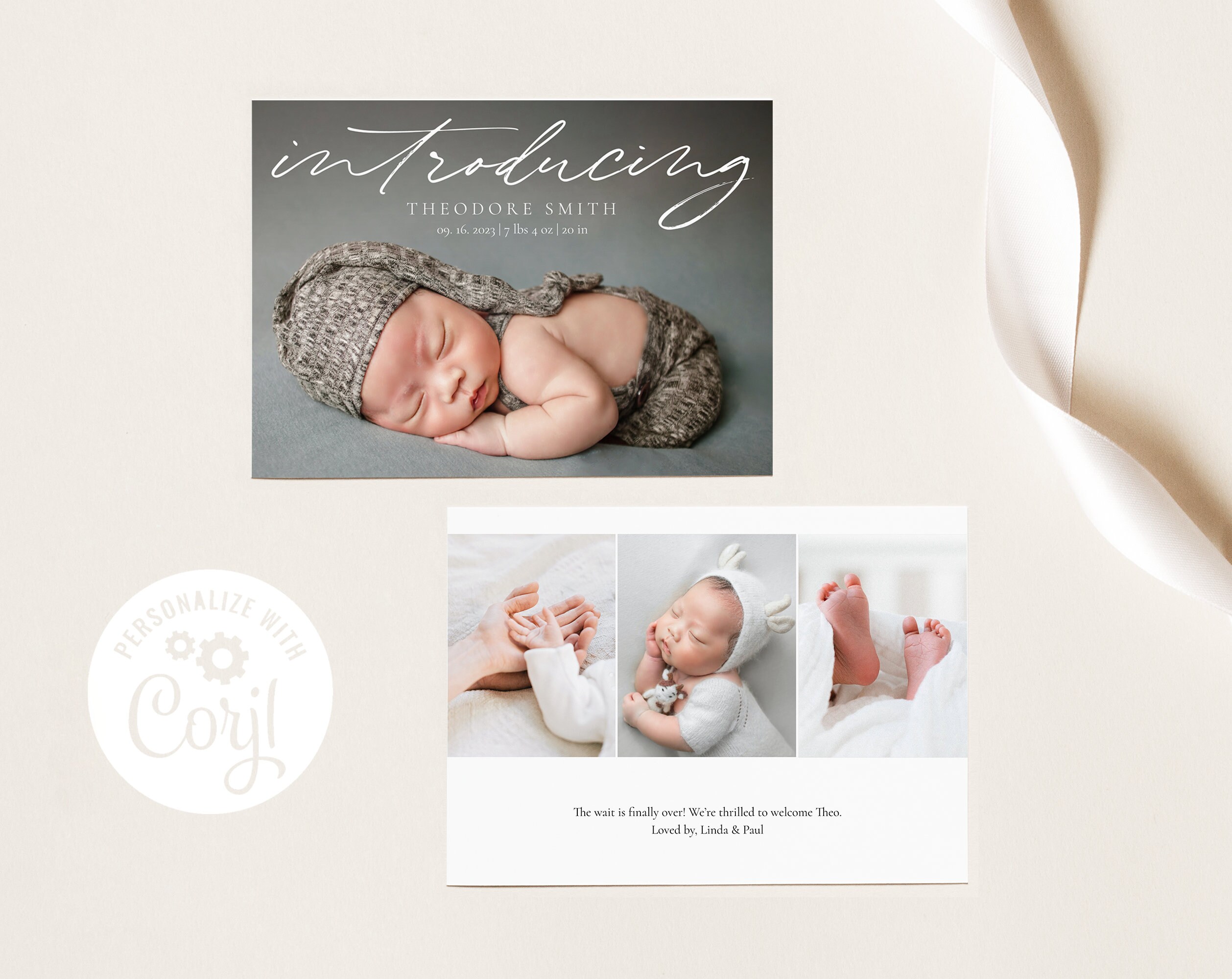 Editable Baby Birth Announcement Template, Instant Download Editable ...