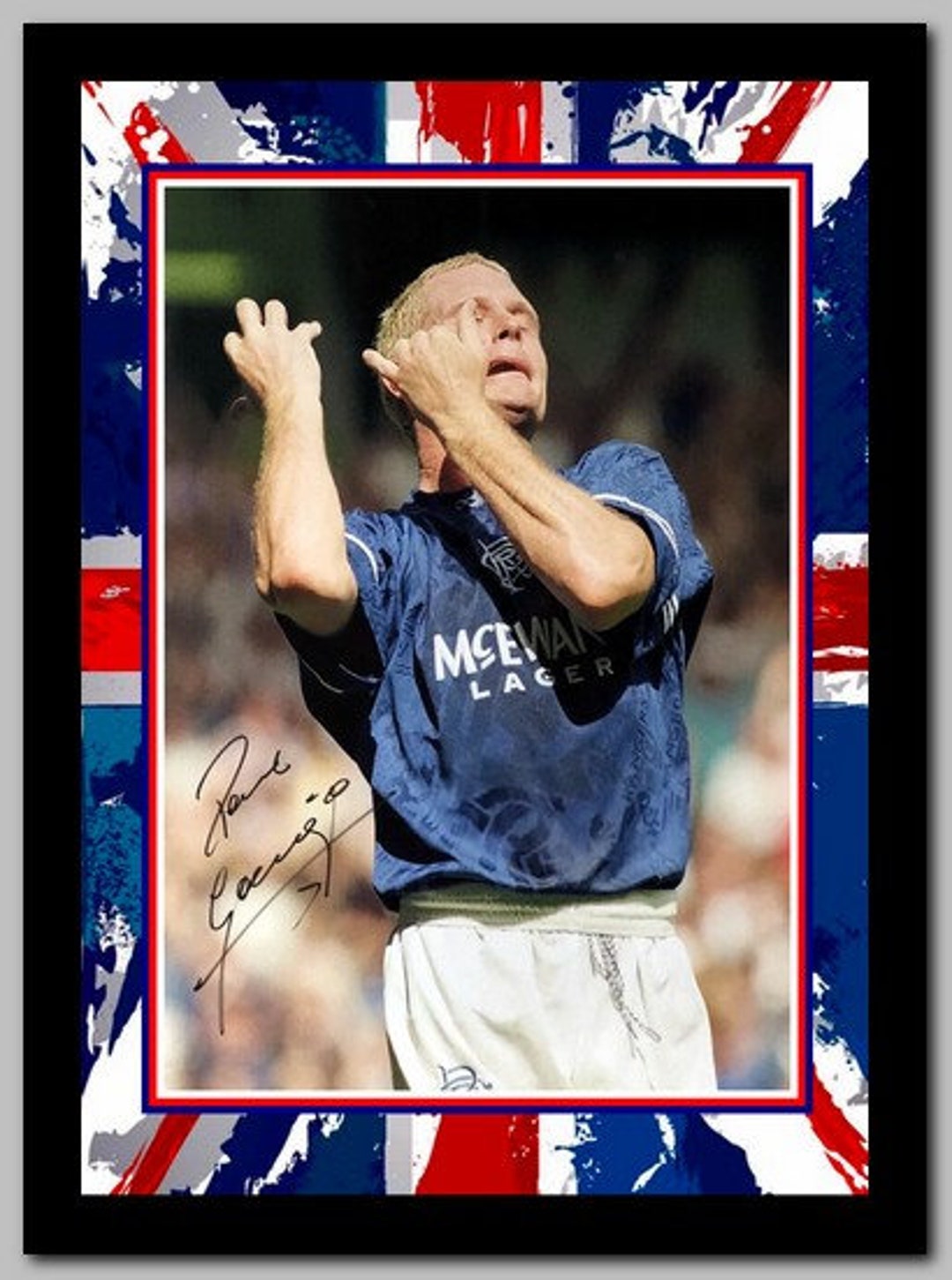 Rangers Paul Gascoigne Legendary Gazza Union Jack Flute Framed - Etsy