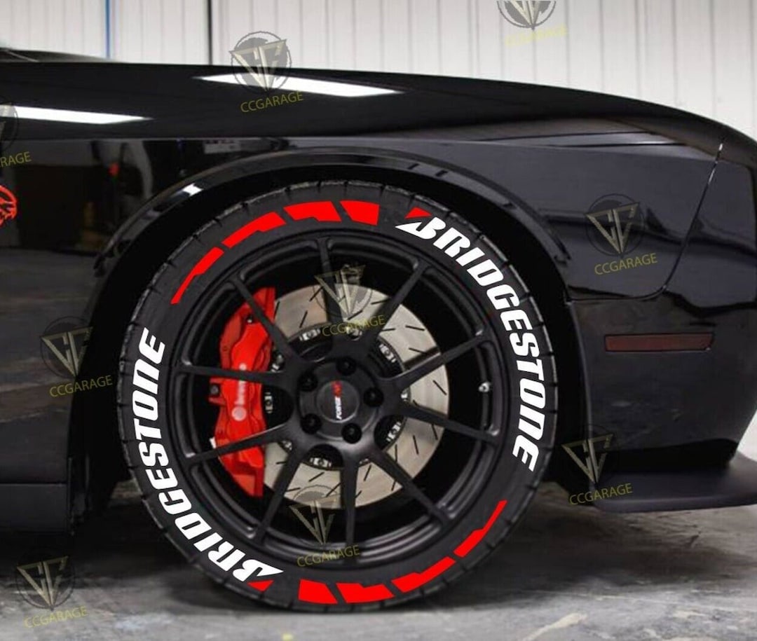 8 Pcs for Bridgestone Tire Lettering 8 Pcs Red Stripe Tire Lettering ...