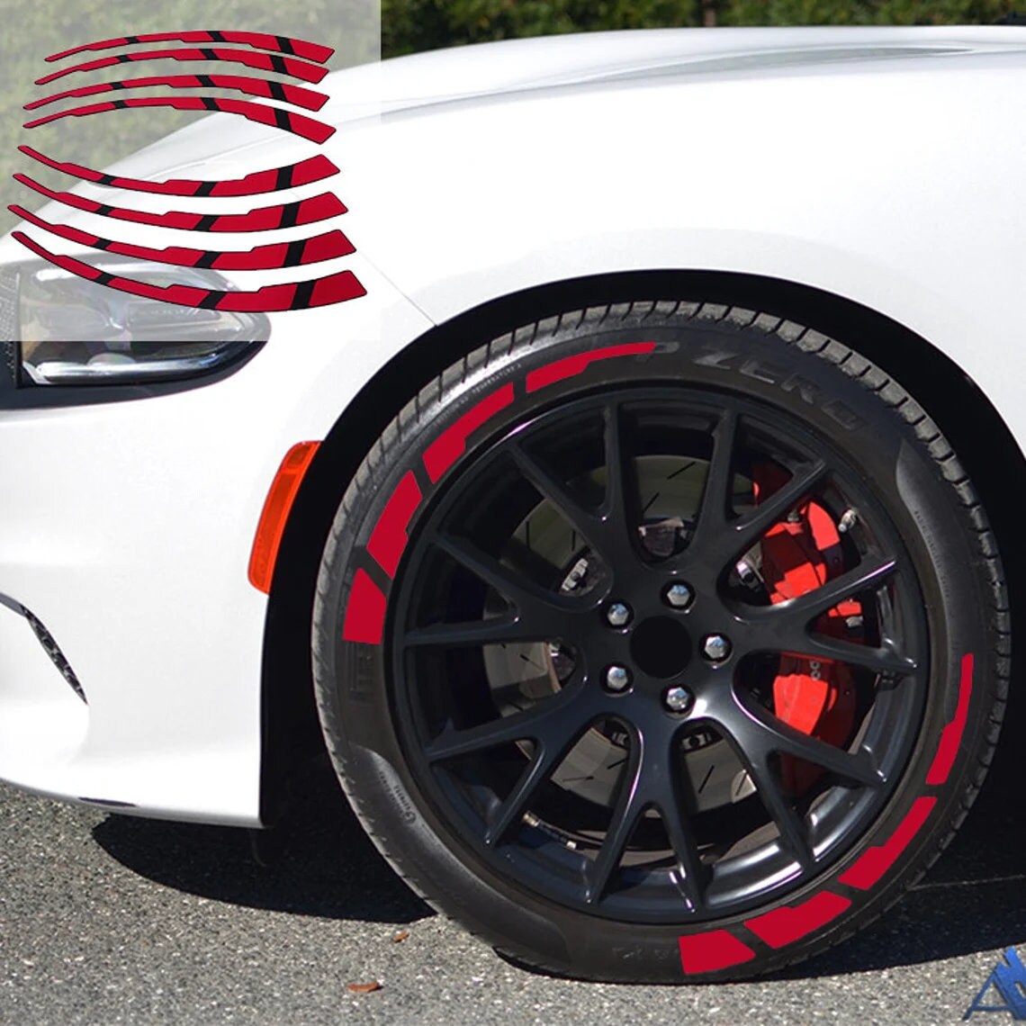 8 Pcs for Bridgestone Tire Lettering 8 Pcs Red Stripe Tire Lettering ...