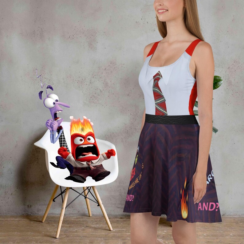 Anger Inside Out Skater Dress, Inside Out Movie Dress, Anger Character ...