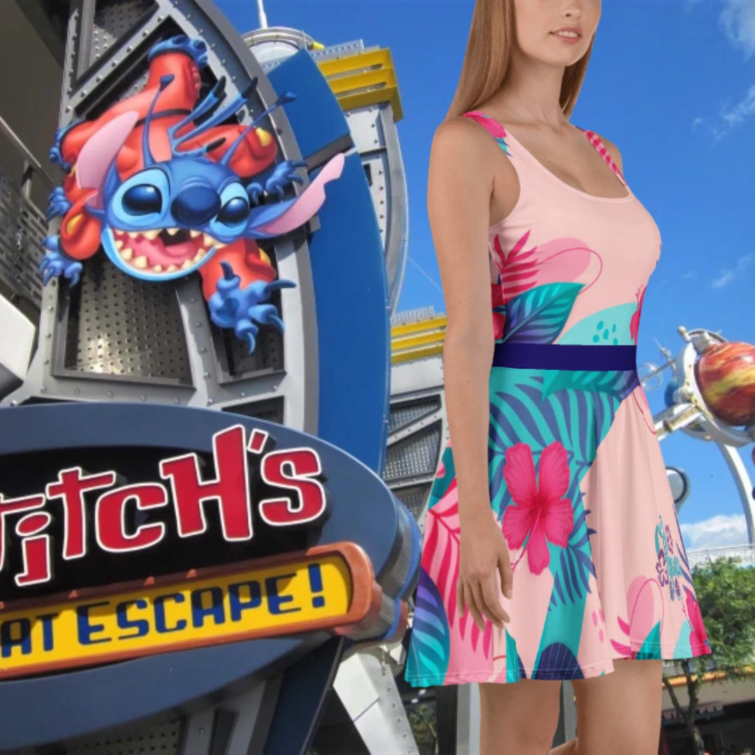 Aloha Floral Stitch (lilo & Stitch) Women's Dress Skater Dress, Stich ...