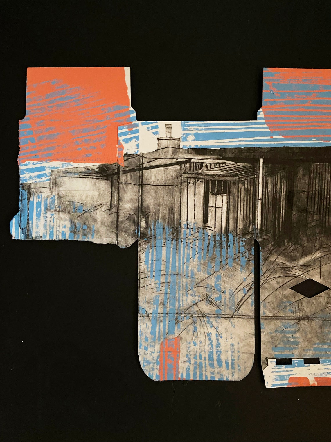 Original Intaglio and Screen Print on Recycled Cardboard Packaging. on ...