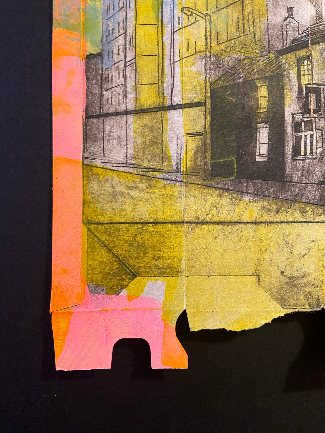 Original Intaglio and Screen Print on Recycled Cardboard Packaging. on ...