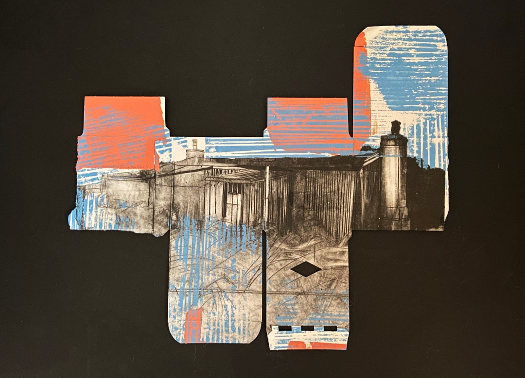 Original Intaglio and Screen Print on Recycled Cardboard Packaging. on ...