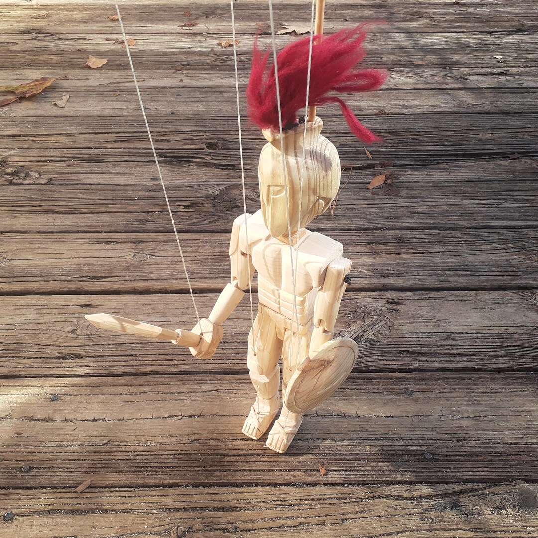 Handmade Wooden Marionette Spartan Soldier 14in - Etsy