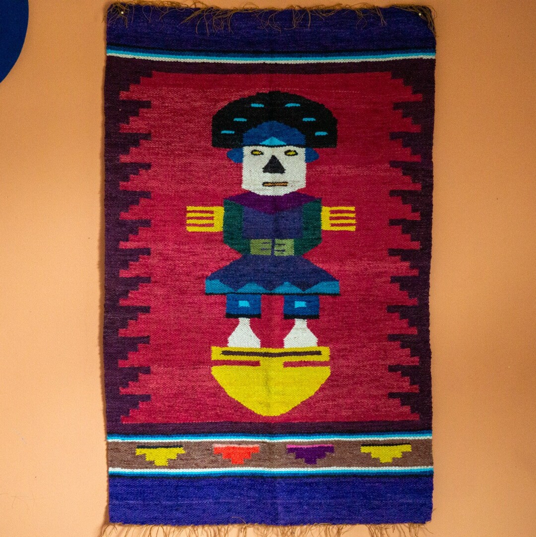 Peruvian Handwoven Wool Rug/tumi Design - Etsy