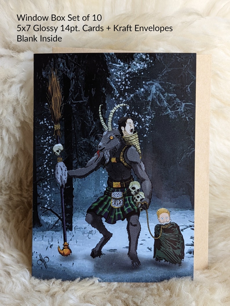 Kilted Krampus Holiday Cards - 5x7 Window Box Set of 10 With Envelopes ...