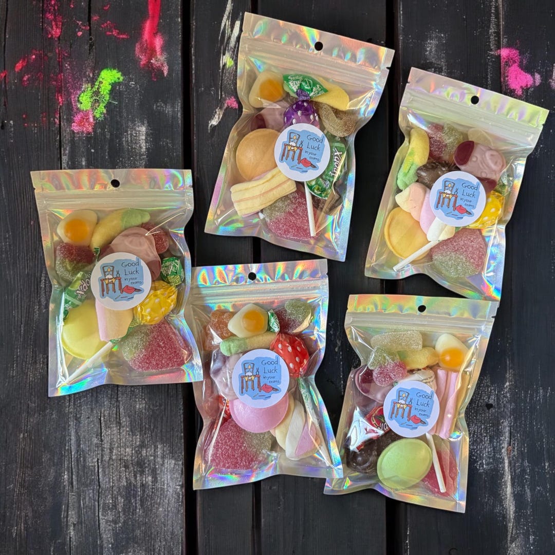 Good Luck Exam Sweets Sats GCSE Exams - Pre-filled Sweet Pouches Filled ...