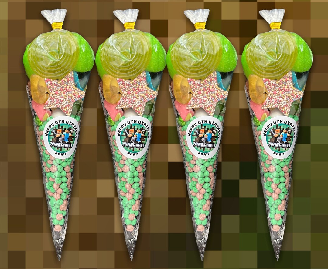 Personalised Minecraft Sweet Cones Pre-filled With Pick and Mix Sweets ...