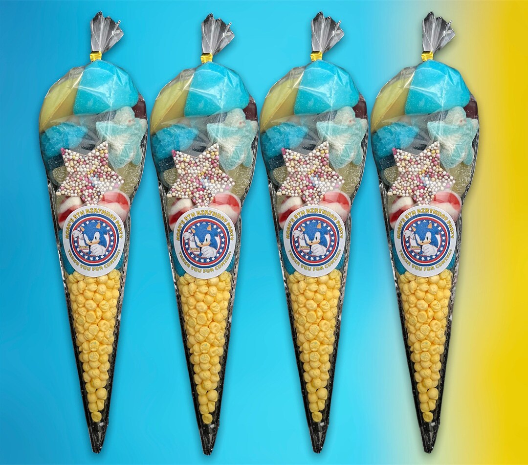 Sonic the Hedgehog Sweet Cones Party Favours Filled With Pick and Mix ...