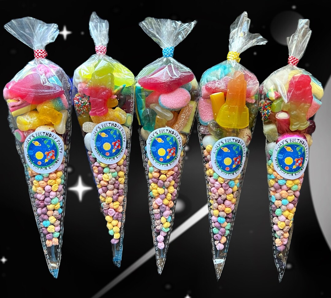 Space Theme Sweet Cones Party Favours Filled With Pick and Mix Sweets ...