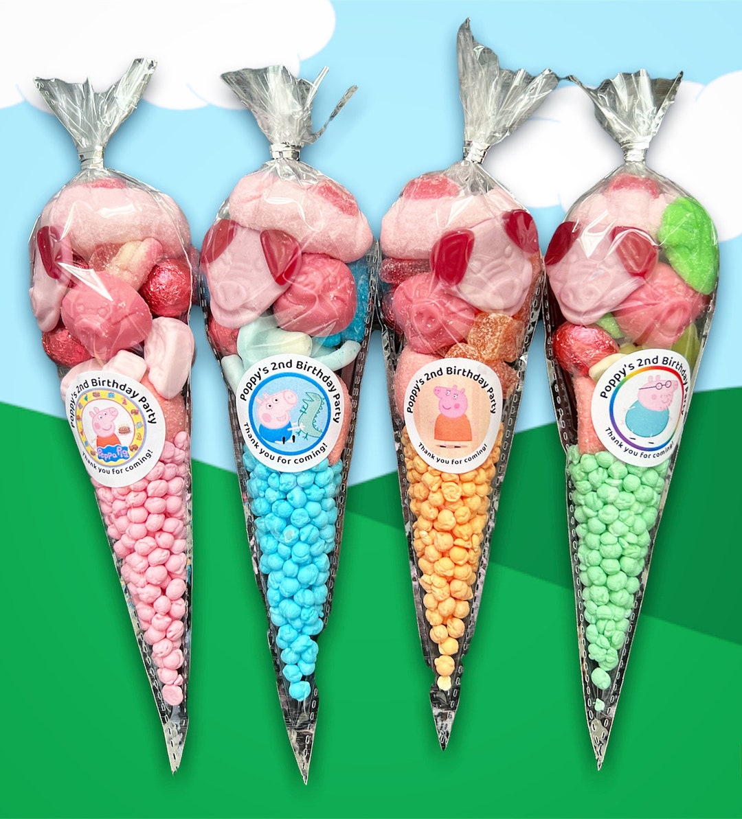 Personalised Peppa Pig and George Sweet Cones Kids Party Favours Pre ...