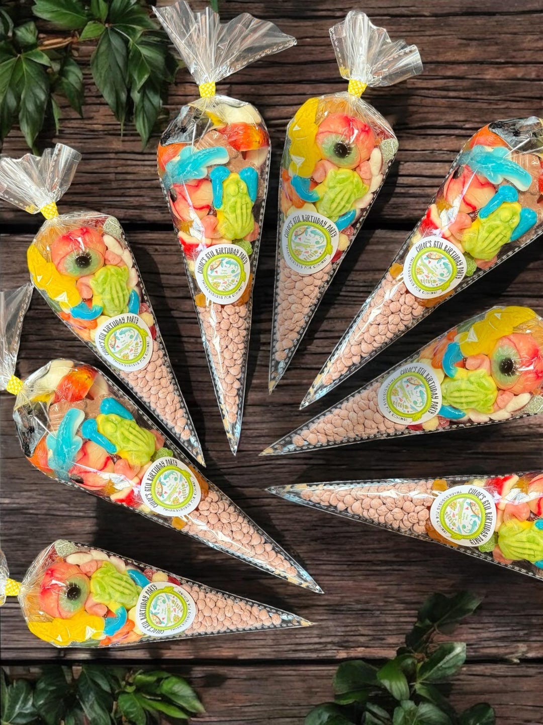 Personalised Reptiles Snakes Party Sweet Cones, Pre-filled With Pick ...