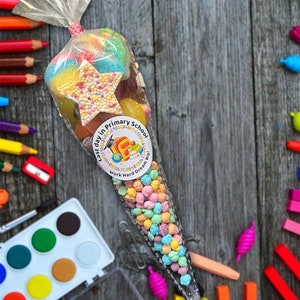 School and Teacher Sweet Cones Party Favours Filled With Pick and Mix ...