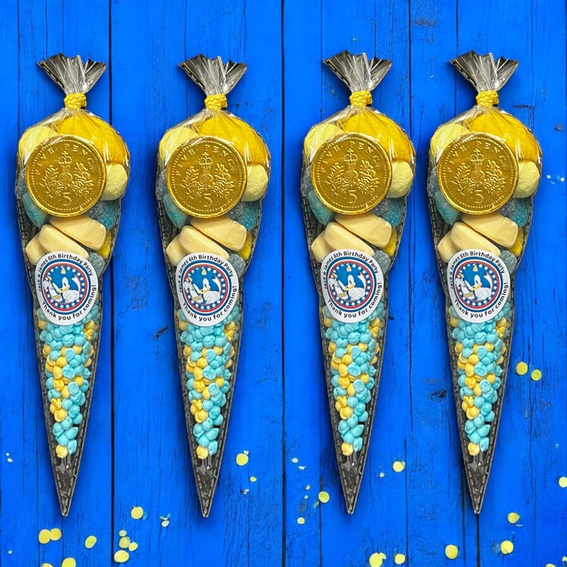 Sonic the Hedgehog Sweet Cones Party Favours – Personalised Birthday ...