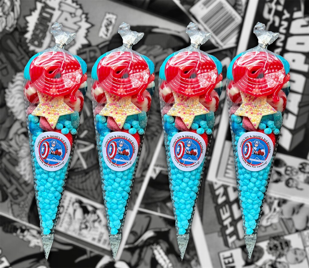 Captain America Marvel Comics Super Hero Party Sweet Cones, Large or ...