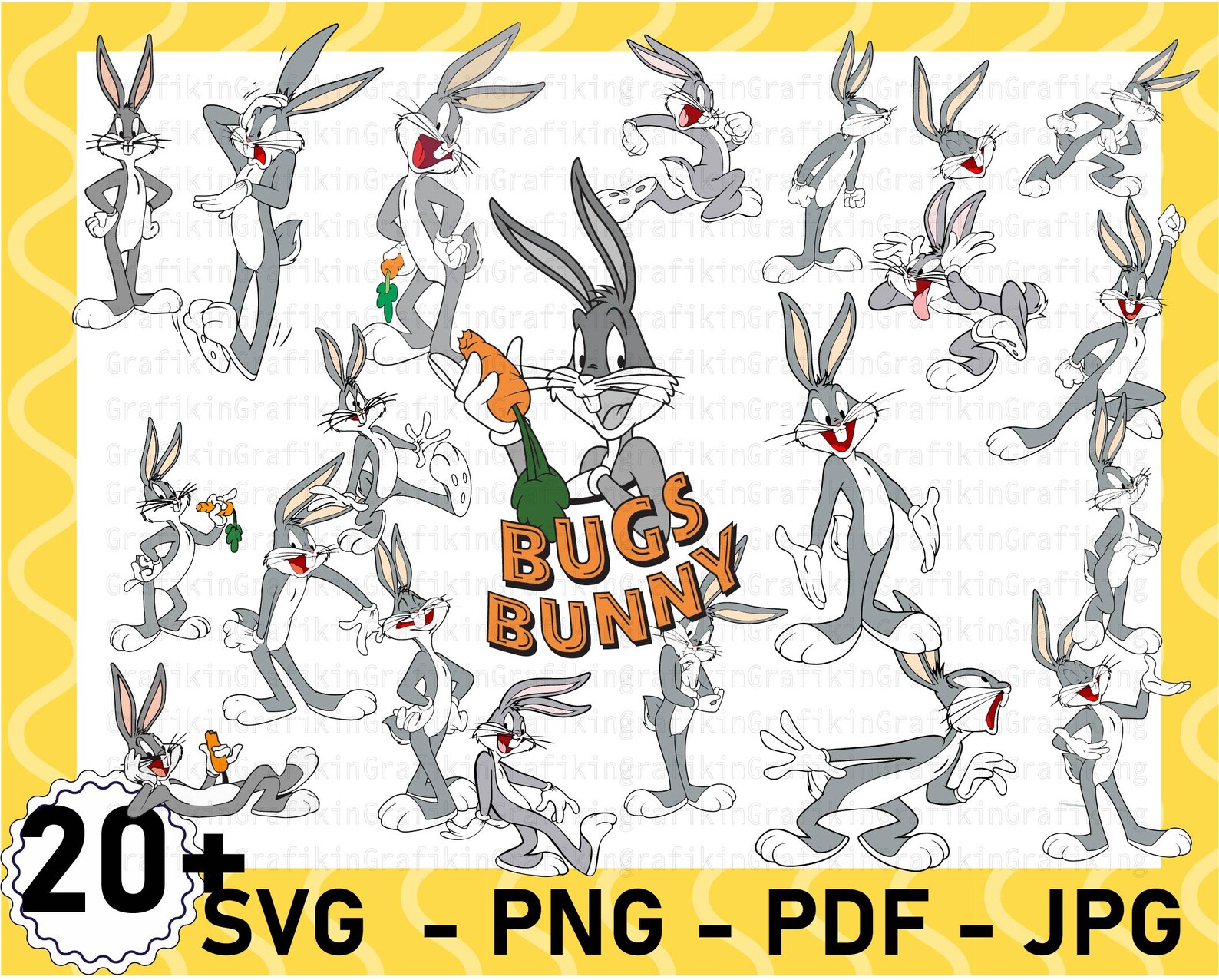 Bugs Bunny Svg Bundle Bugs Bunny Silhouette Layered Svg | Etsy UK