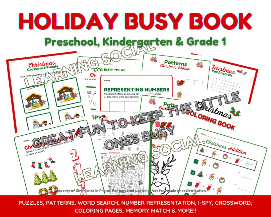Christmas Busy Book, Winter HOLIDAY Busy Book, Busy Book for the ...