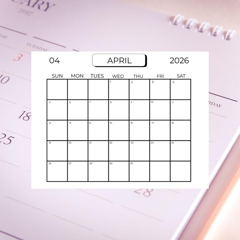 12 Month Printable Calendar 2026, Sunday Start Letter Wall Calendar - Etsy