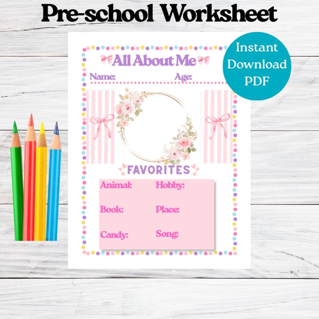 All About Me Worksheet: Back to School Printable Activity for Girls ...
