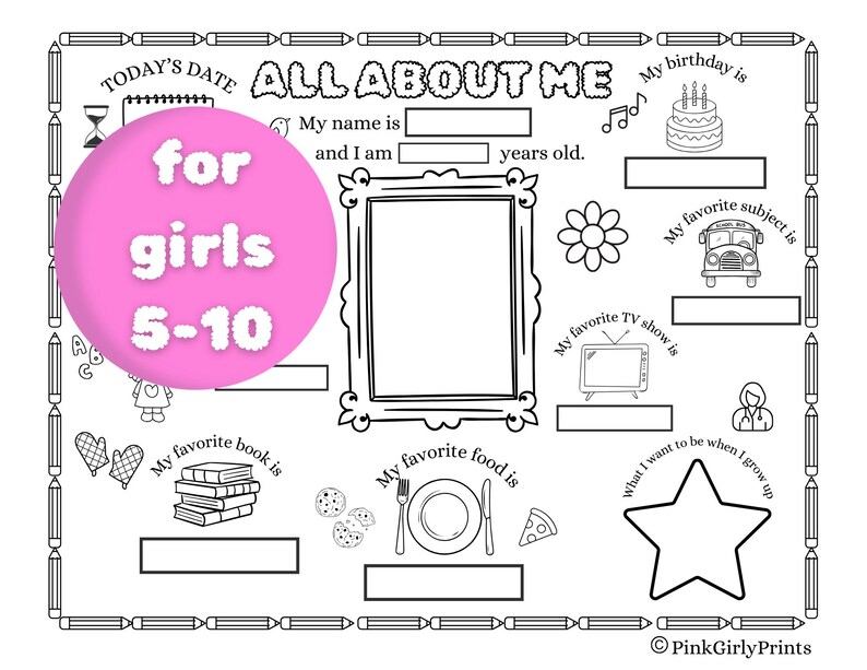 Back to School Worksheet: All About Me Activity, K-5 Printable (digital ...