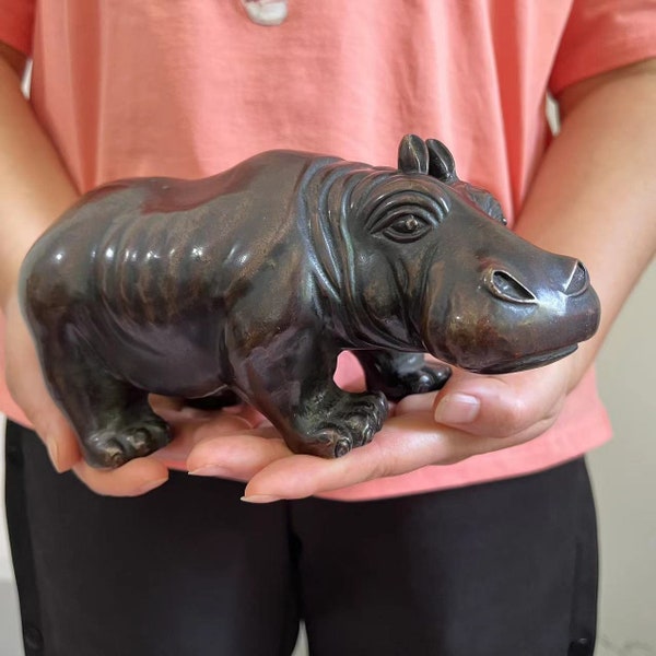 Metal Hippo Statue - Etsy