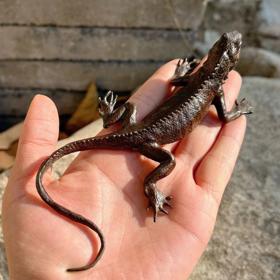 Brass Lizard Sculpture Copper Ornament , Animal Figurine for Home ...