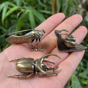 Set of 6 Copper Insect Statue Ornaments , Crafts Home Feng Shui Decor ...