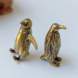 Get 2 Mini Fine Brass Penguin Statues,cute Polar Animal Statue,art ...