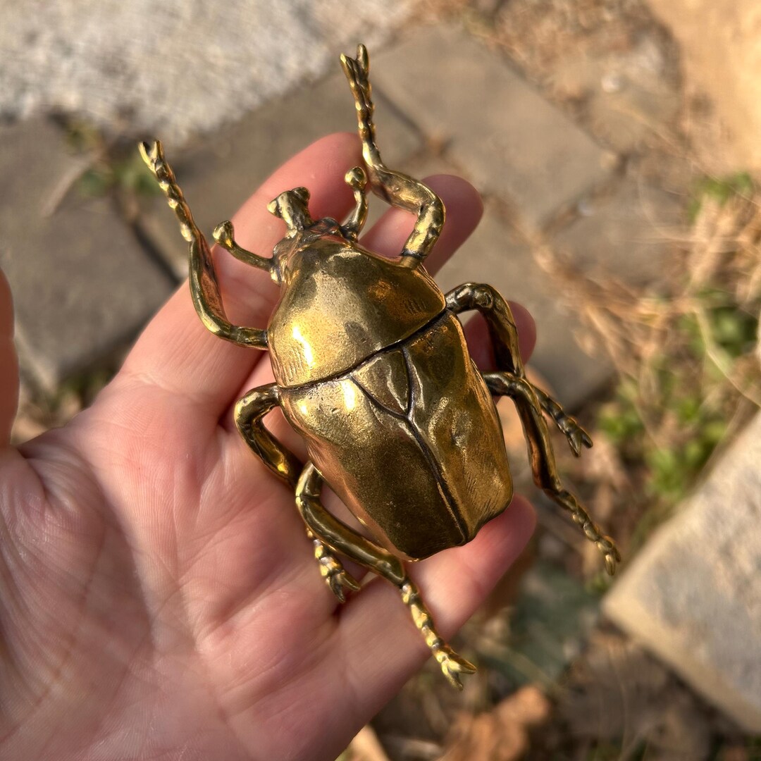 Solid Brass Beetle Tea Pet Vintage Desk Decor Gift - Etsy