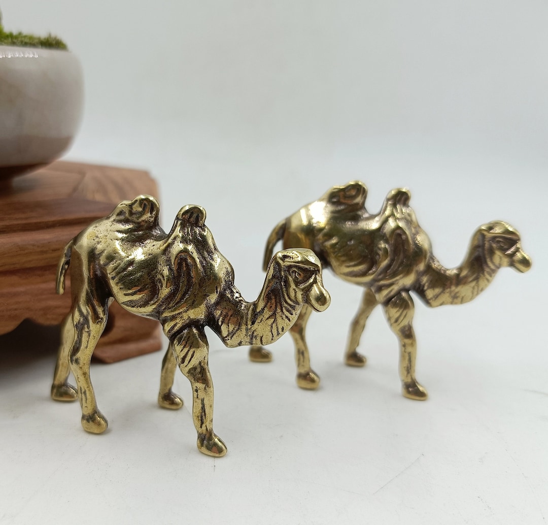 2pcs Brass Mini Camel Statue, Solid Copper Decorative Camel Ornament ...