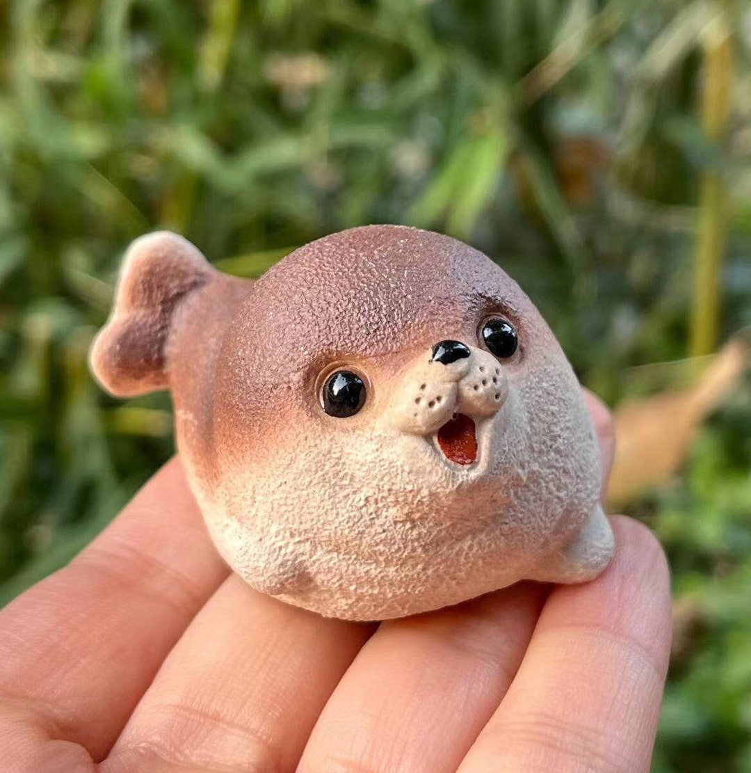 Ceramics Pottery Seal Porcelain Chubby Cute Seal Mini Statue - Etsy