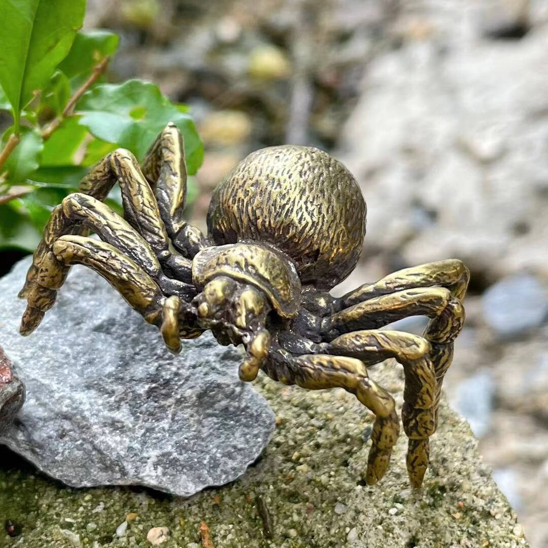 Solid Copper and Brass Spider Statue, Pure Copper Animal Desktop ...