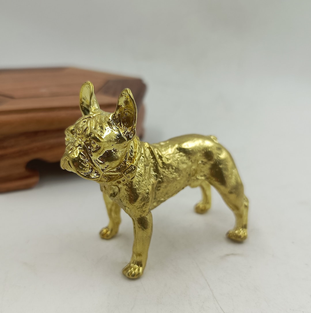 Gold Plated Brass Mini Dog Statue, Solid Copper Puppy Figure ...