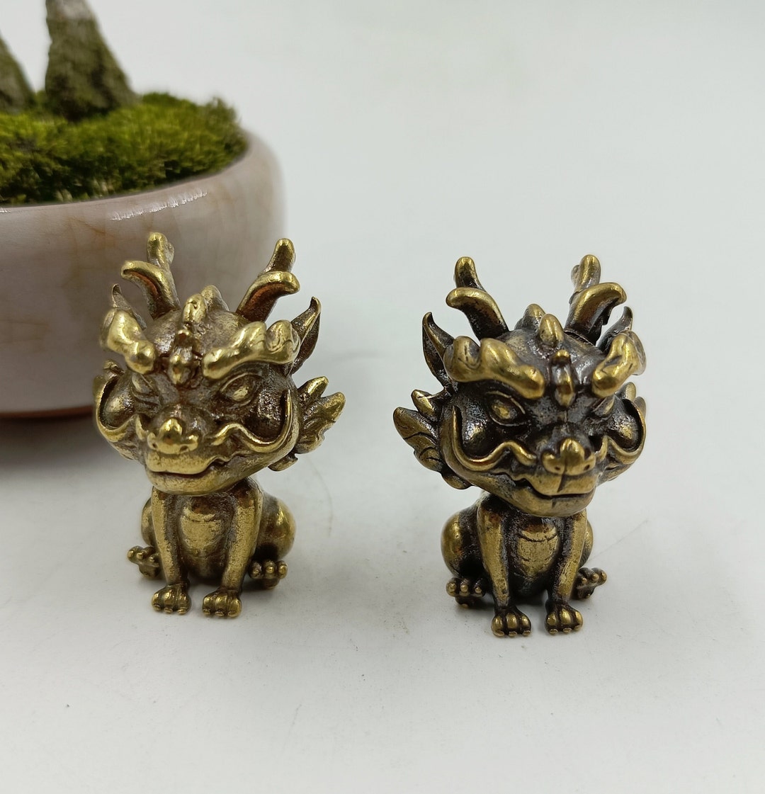 Pair Mini Pixiu East Asian Mythical Animal Safe Wealthy Brave Troops ...
