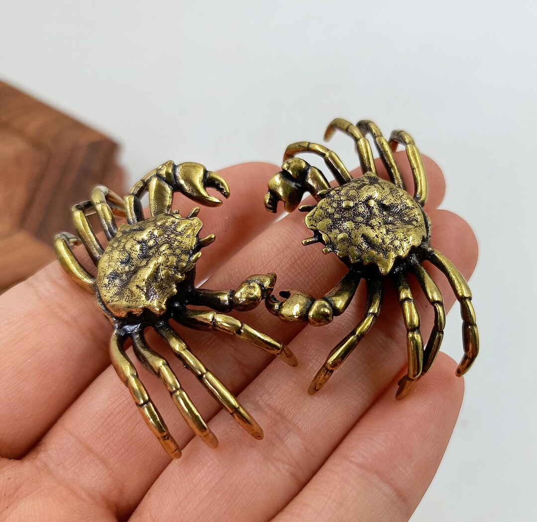 Get 2pcs Mini Crab Sculpture,solid Brass Copper Decorative Crab ...
