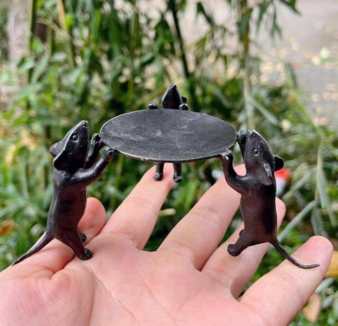 Feng Shui Good Lucky Three Mouse Rat Figurine Statue, Collectible Brass ...