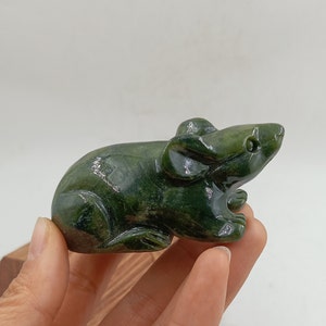 Natural Jade Carved Jade Mouse Sculpture, Hand Carved Small Rodents ...