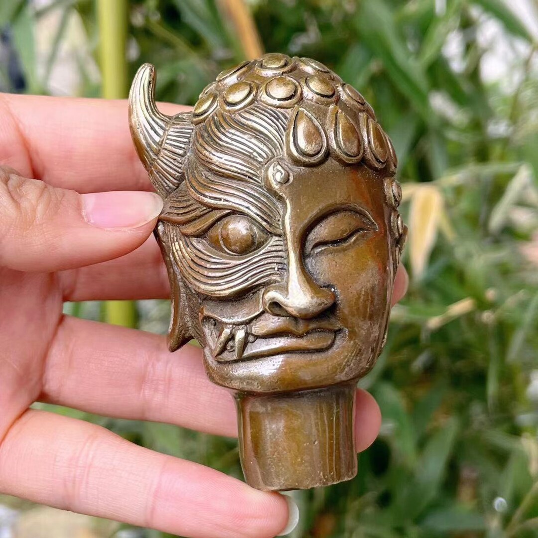 Stick Cane Buddha Demon Head Brass Cane Walking Stick Men & Women Gift ...