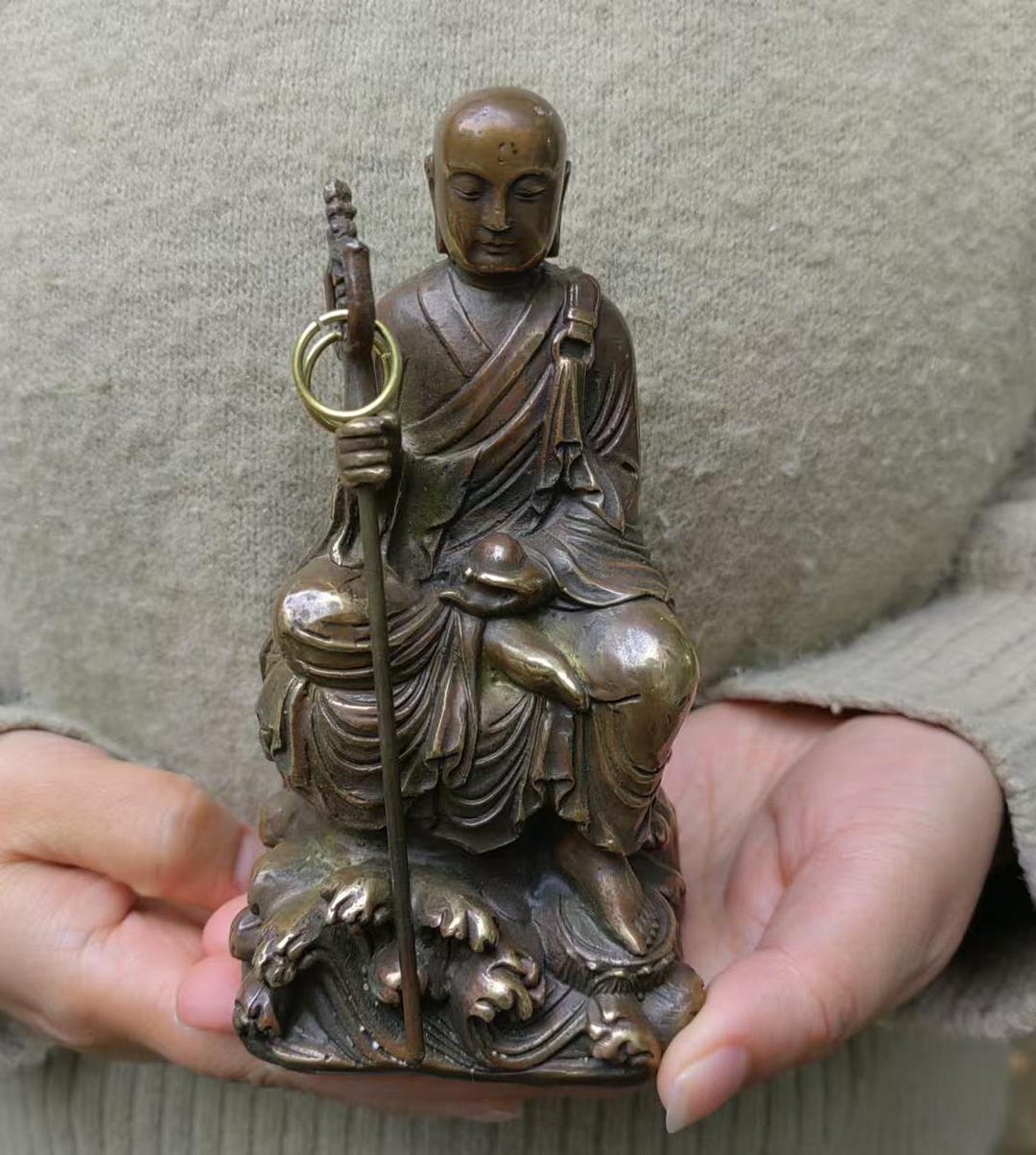 Ancient Copper Ksitigarbha Bodhisattva Standing Posture Dizang Pusa ...